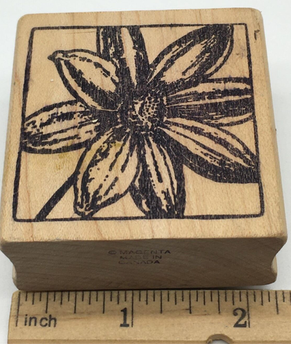 Flower Blossom BOTANICAL Square TILE Rubber Stamp MAGENTA | eBay