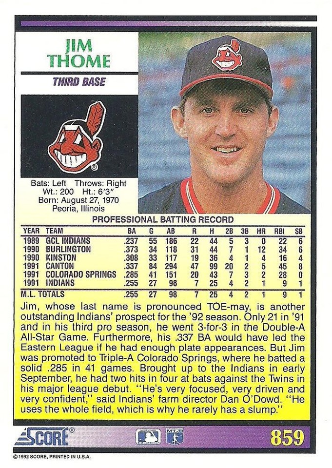 Jim Thome ⚾️ Cards - Base Cards, Inserts, RC's etc. - You Pick (2 CARD ...