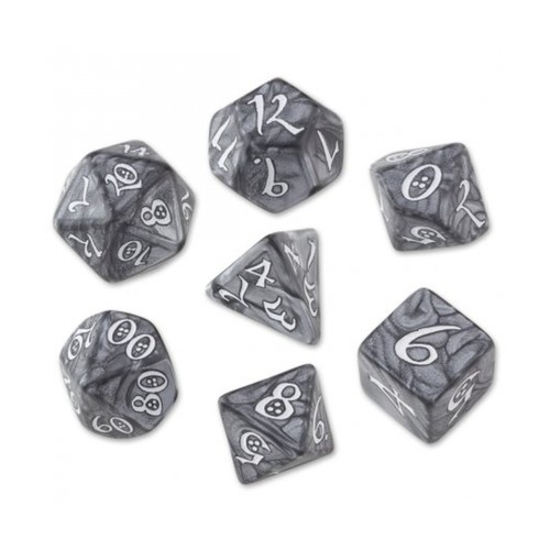Q-Workshop Dice Poly Set Smoky w/White (7) New | eBay