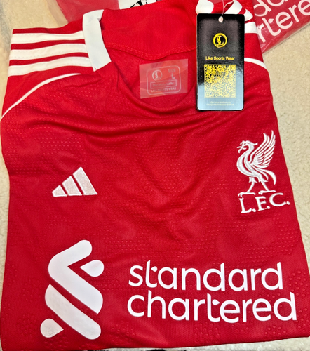Liverpool FC Home Jersey Red Long Sleeve Size L Standard Chartered LFC ...