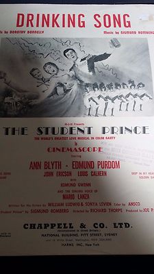 DRINKING SONG THE STUDENT PRINCE MUSIC BOOK (L288) | eBay