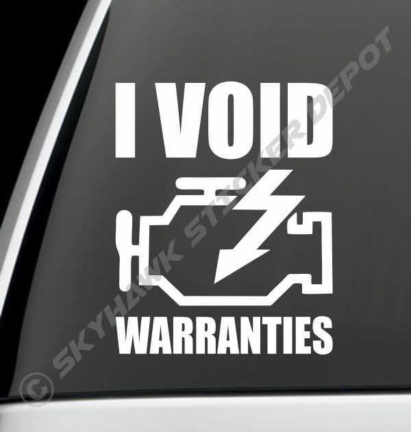 Engine Light Funny Bumper Sticker Vinyl Decal Void Warranty Car Truck ...