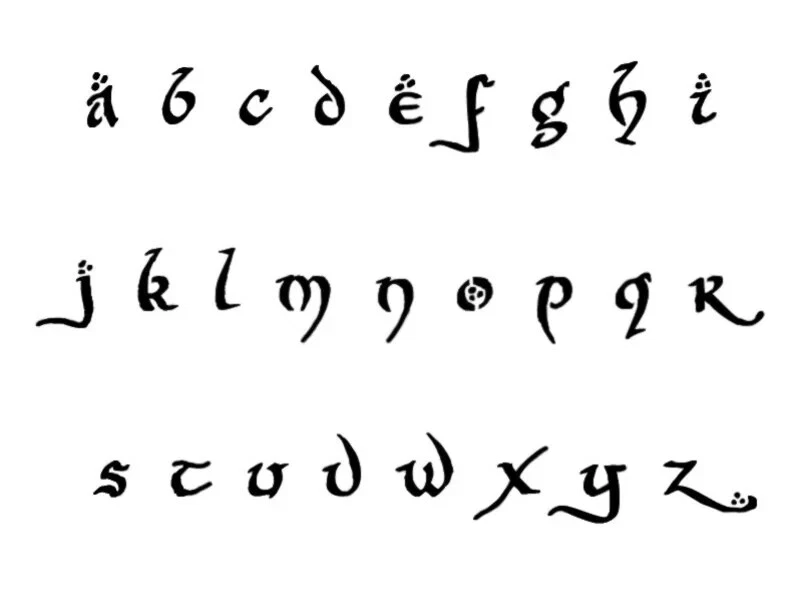 Hobbit Calligraphy Alphabet