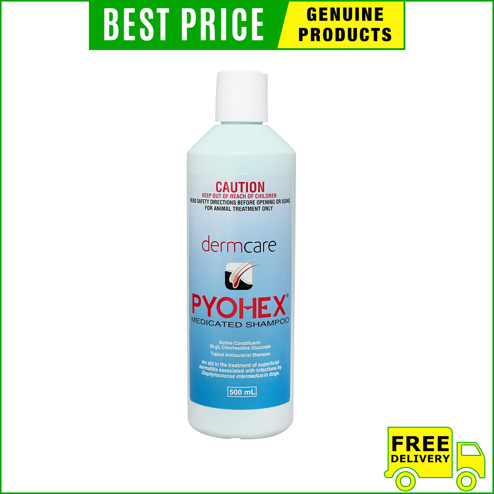Pyohex Antibacterial Medicated Shampoo for Dogs 500 mL Dermatitis ...