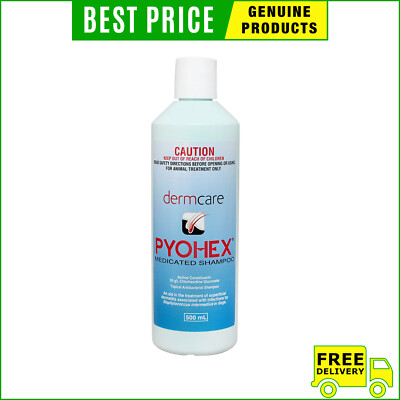 Pyohex Antibacterial Medicated Shampoo for Dogs 500 mL Dermatitis ...