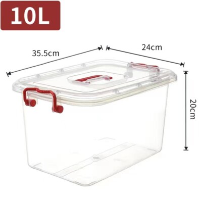 10 x 10L Plastic Storage Box Home Office Containers Clip Lock Organiser ...