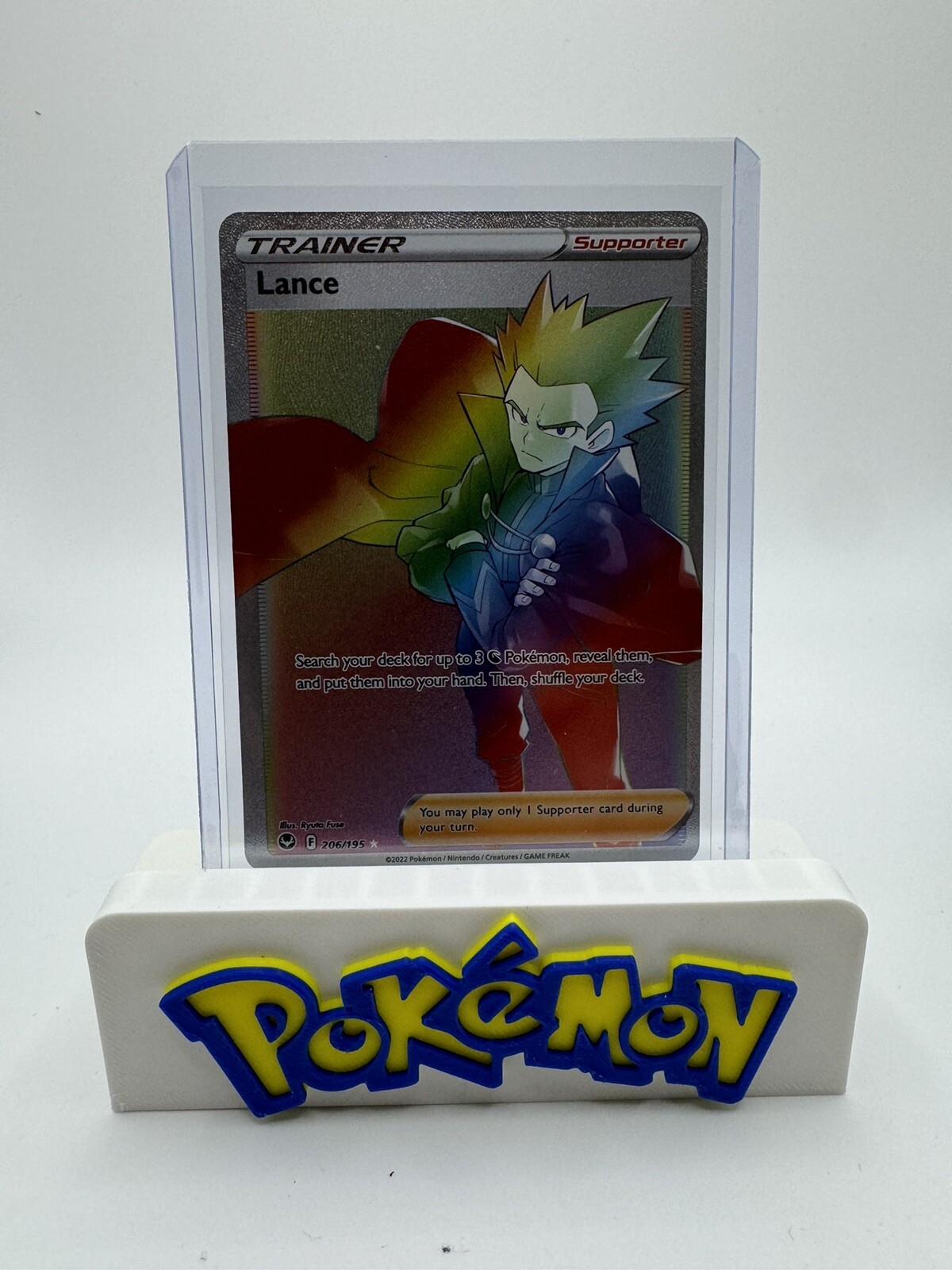 Lance 206/195 Ultra Rare Rainbow Full Art Trainer Pokemon SWSH Silver ...