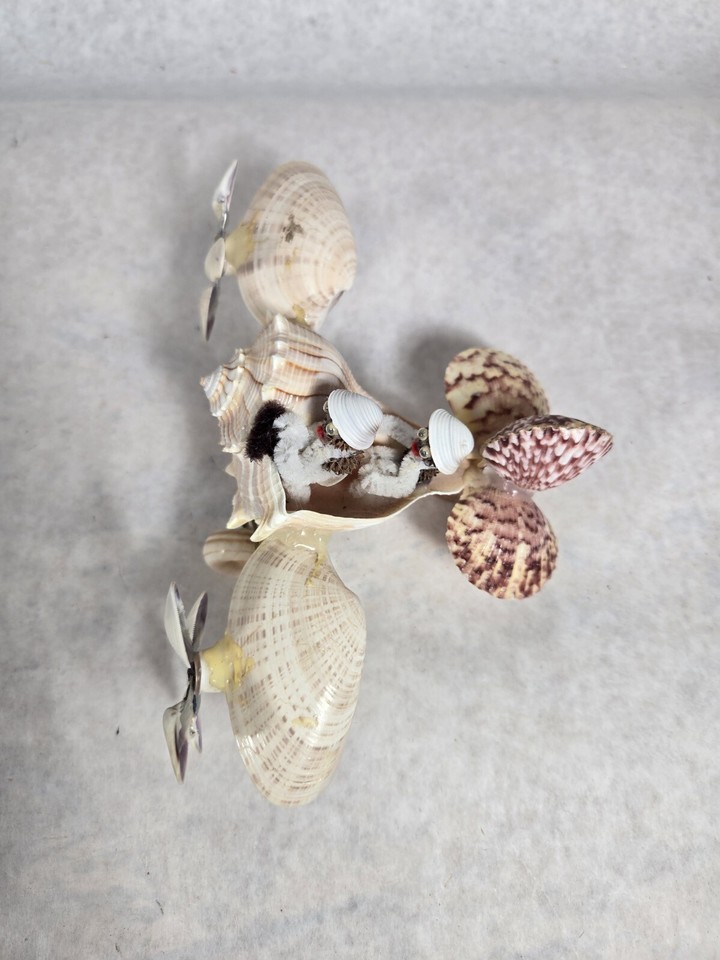 Vintage Sea Shell Art Airplane Sculpture Figure Pilot Nautical Folk Art ...