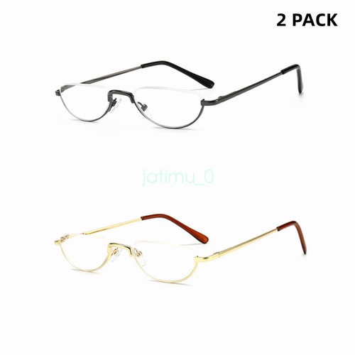 2 Pairs Half Moon Half Frame Reading Glasses Vintage Designer 1.0~4.0 ...