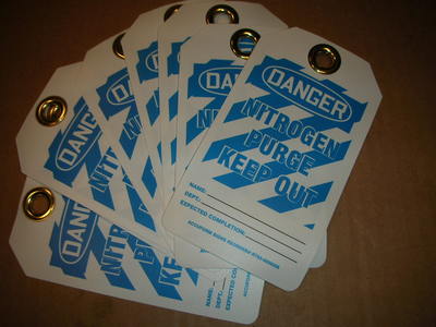 Danger Nitrogen Keep Out Safety OSHA Tags 3.25" x 5.75" 18 Pcs. FREE ...