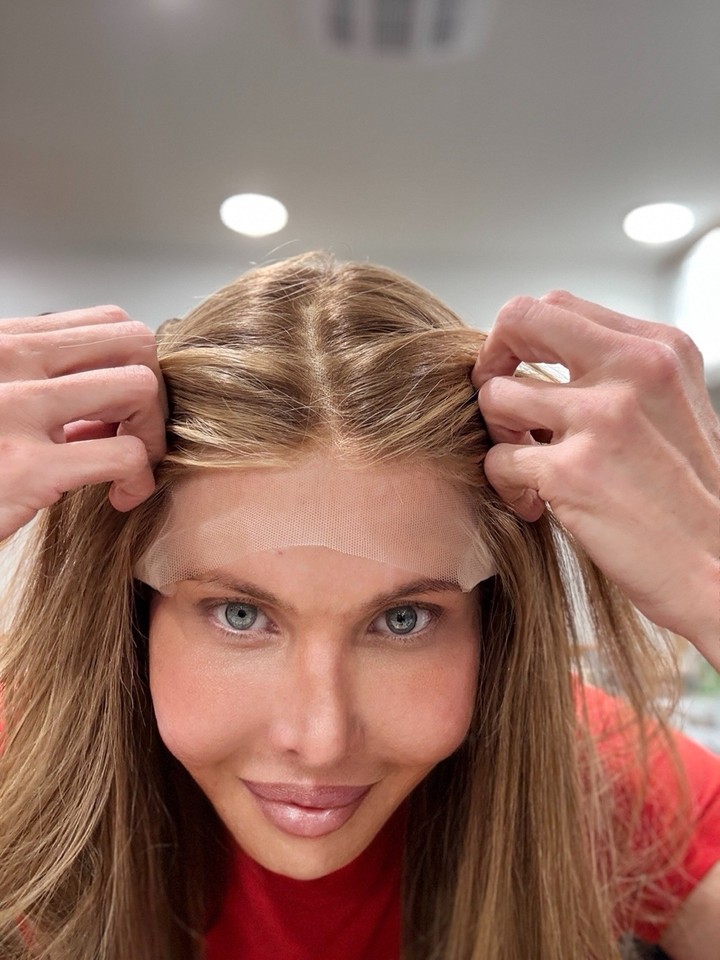 100% Human Hair Wig Remy European LIGHT BROWN & BLOND 19" Rooted SMALL ...