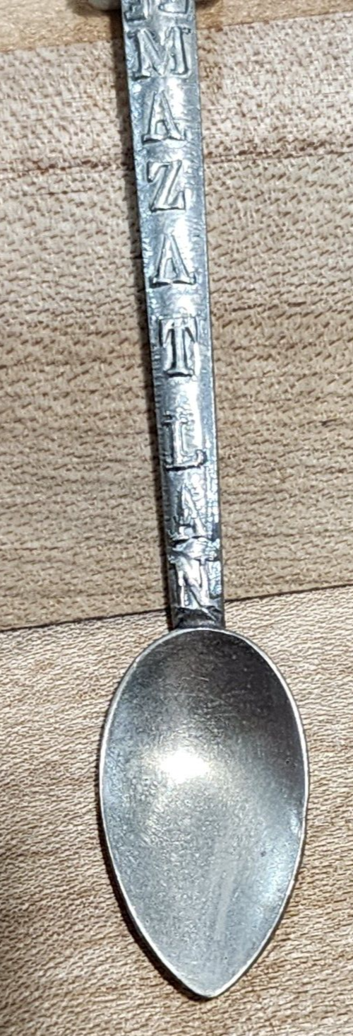 MAZATLAN Mexico Souvenir Collector Alpaca Silver Spoon ~ Aztec Calendar ...