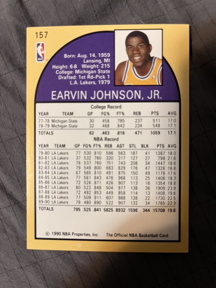 1990 LAKERS- Magic Johnson MVP NBA Hoops Card #157 MINT CONDITION ...