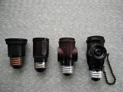 4 VINTAGE BAKELITE DUAL LIGHT SOCKET ADAPTERS GE LEVITON RODALE CSA 1 ...