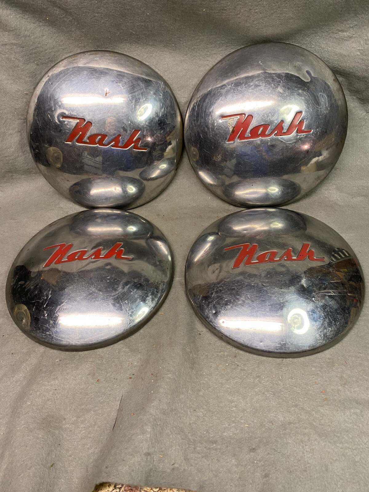 VINTAGE 10 INCH NASH DOG DISH HUB CAPS LOT OF 4 | eBay