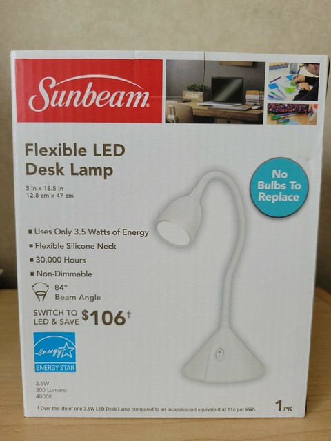 Sunbeam Flexible LED Desk Lamp 3.2w 290 Lumens 4000k 16620 30811035 for ...