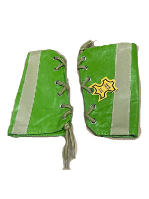 Green 2 Pieces Genuine Real Leather Gauntlet Cuff Wristband Arm Band 1 ...