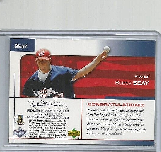 2004 Upper Deck USA Baseball BOBBY SEAY Red Ink Autograph – 5/20 | eBay