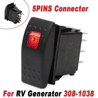For Onan Cummins Rocker Start Stop Switch 308-1038 RV Generator 5PINS ...