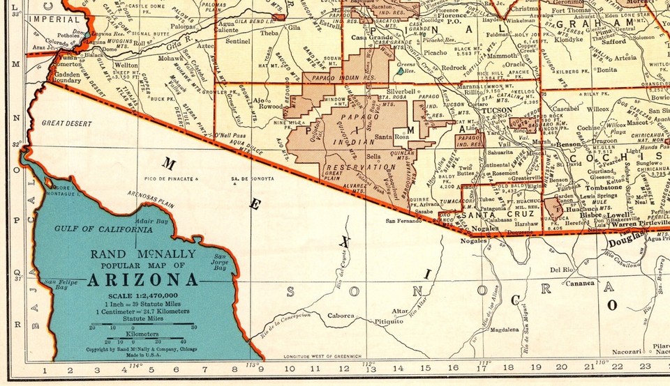 1940 Antique ARIZONA State Map Atlas Map of Arizona Gallery Wall Decor ...