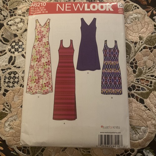 New Look Sewing Pattern 6210 Sz 10-22 Misses' Sleeveless Knit Dress ...
