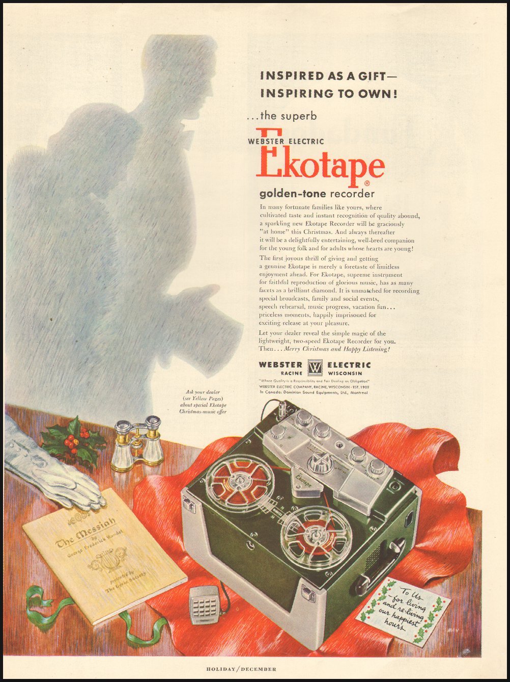 1950's Vintage ad Ekotape`retro recorder Webster Electric Racine ...