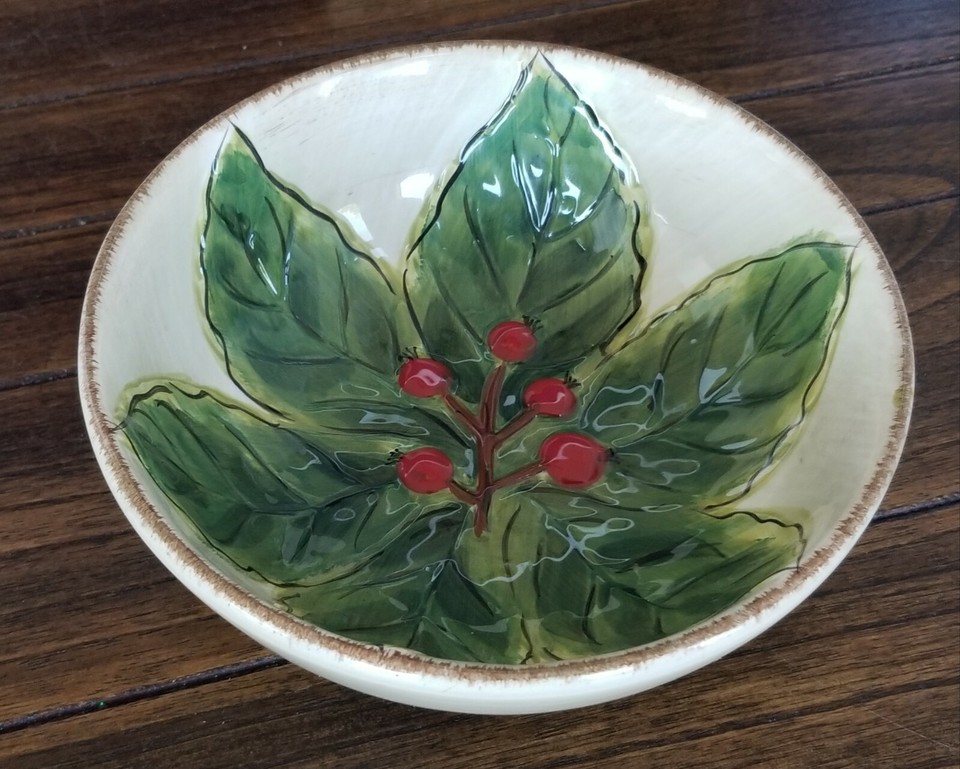 2 Dario Farrucci Designs Hand Crafted Painted Bowls Majolica Leaves ...