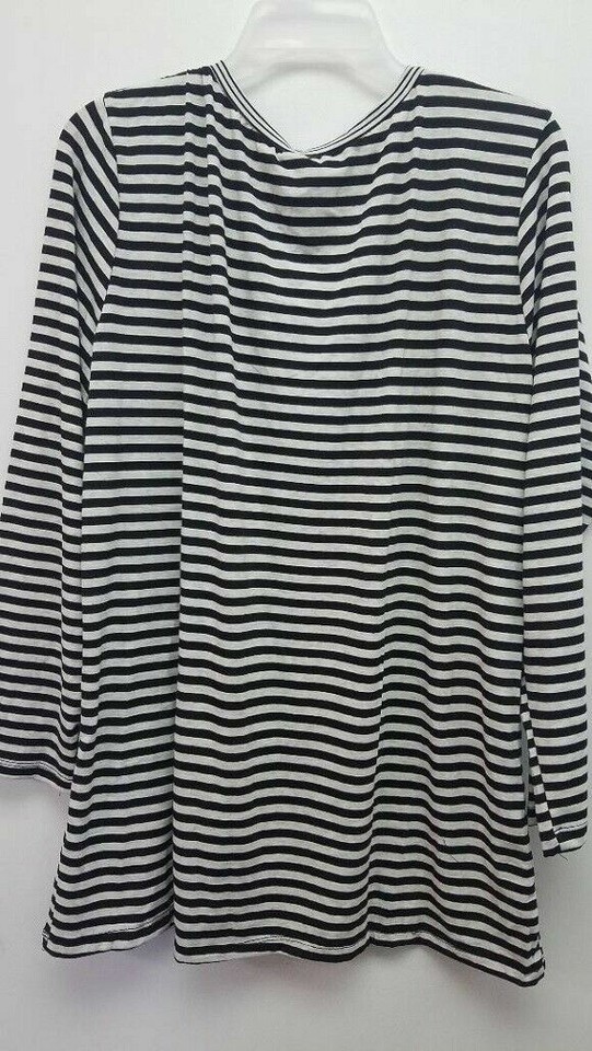 POOF APPAREL WOMEN'S STRIPED X-FRONT LONG SLEEVE SHIRT, BLACK/GREY, 3X ...
