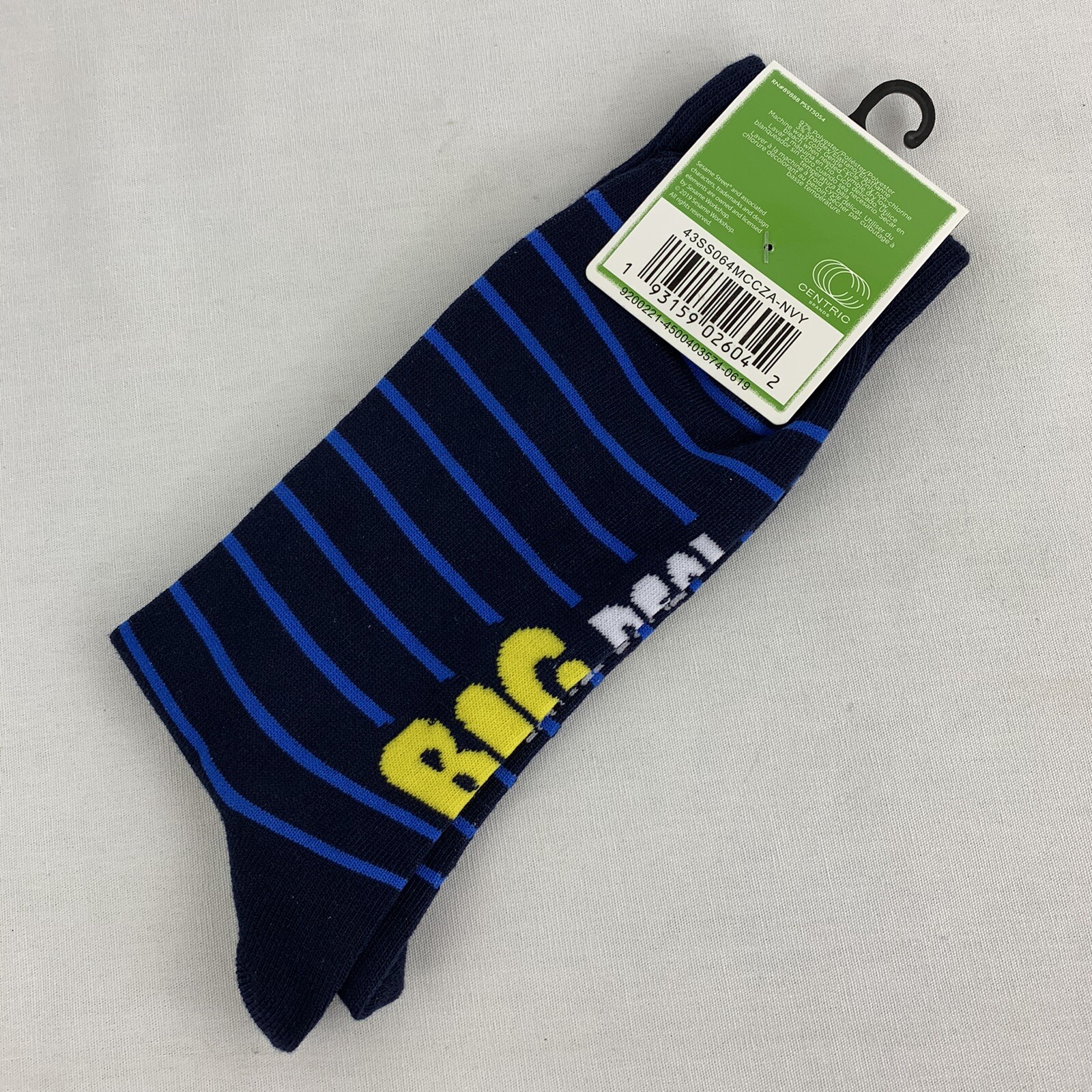 Centric Sesame Street Big Bird Blue Socks Size 6-12 Men’s Crew Nes ...