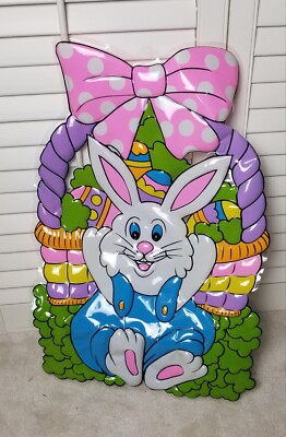 VTG 90s Easter Bunny 3D Wall Hanging Molded Vacuform Wall Decor Retro ...