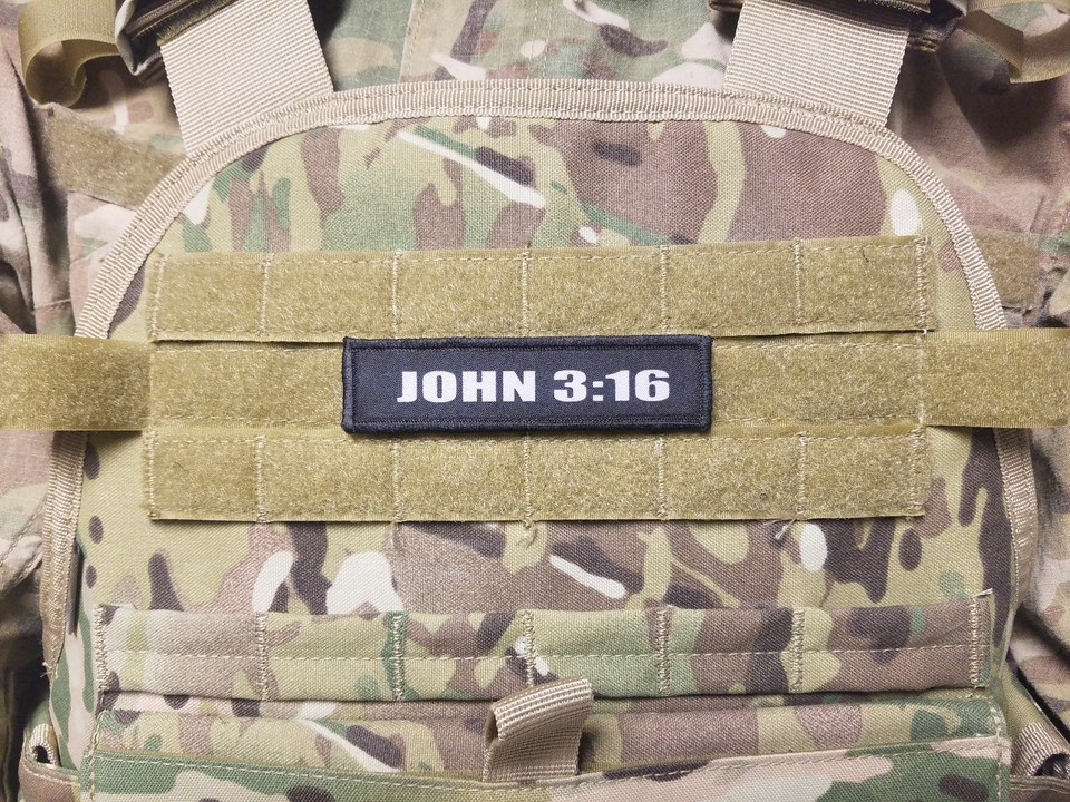 JOHN 3:16 1x4 Tactical Hook Military Patch Catholic Christian American ...