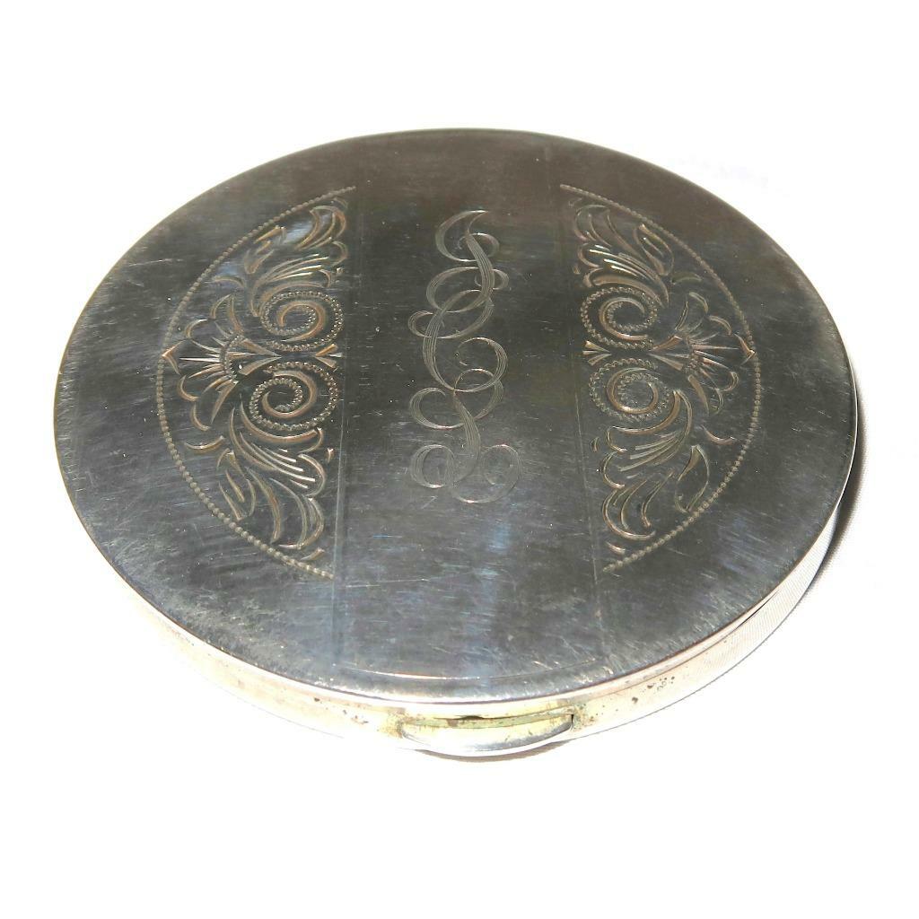 Vintage Sterling Silver WADSWORTH Powder Compact, 107grams, Monogrammed ...