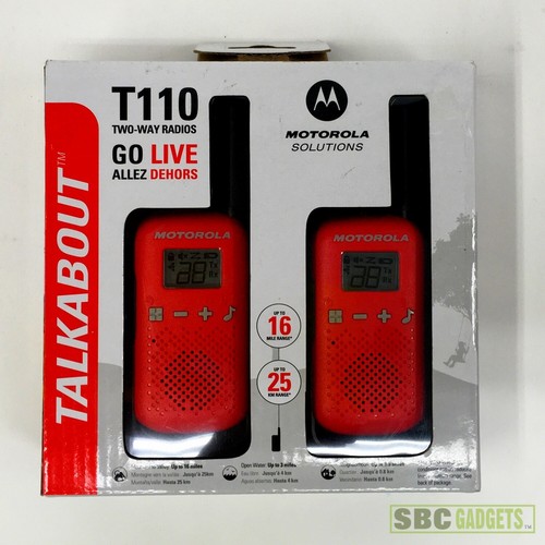 Motorola Talkabout T110 Two-Way Radio, 16 Mile, 2 Pack, Red & Black | eBay