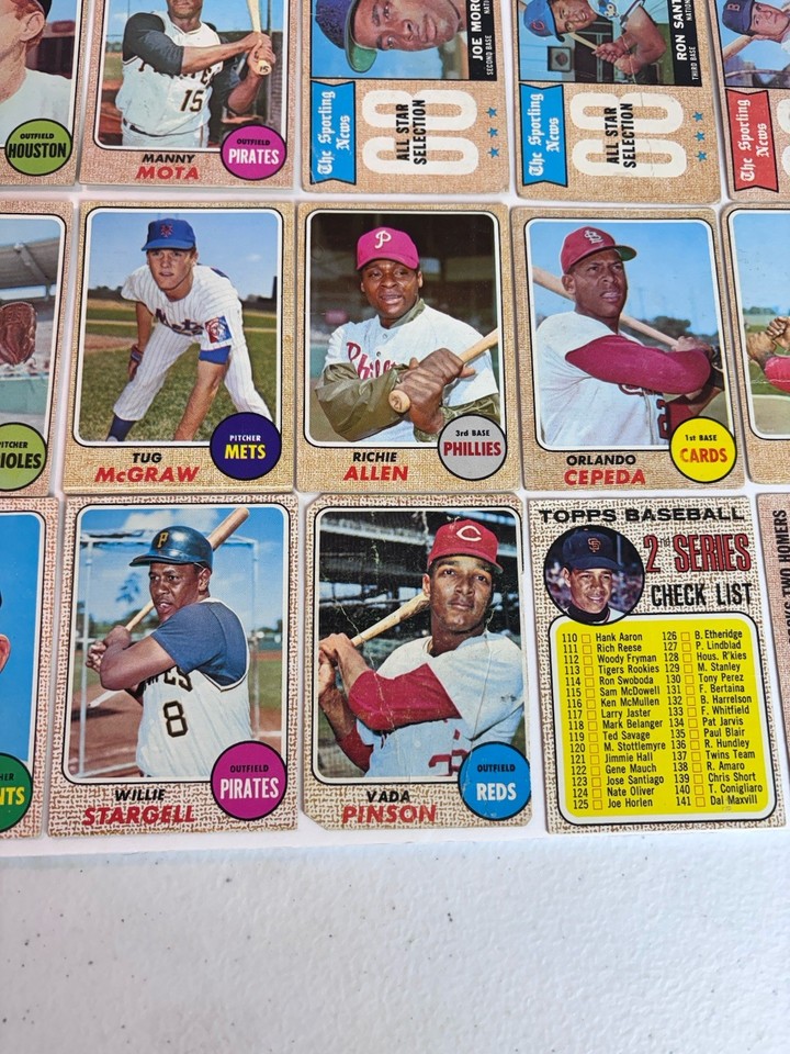 1968 Topps Baseball Card Partial Complete Set 143/598 Stars 33 Mid High ...