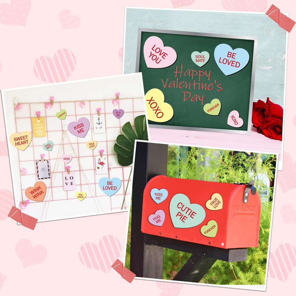 48Pcs Valentine's Day Fridge Magnets, Sweet Heart Refrigerator Magnetic ...