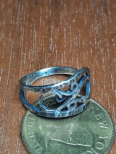 Vintage Sterling silver ring size 6 Hammered Adjustable Intricate ...