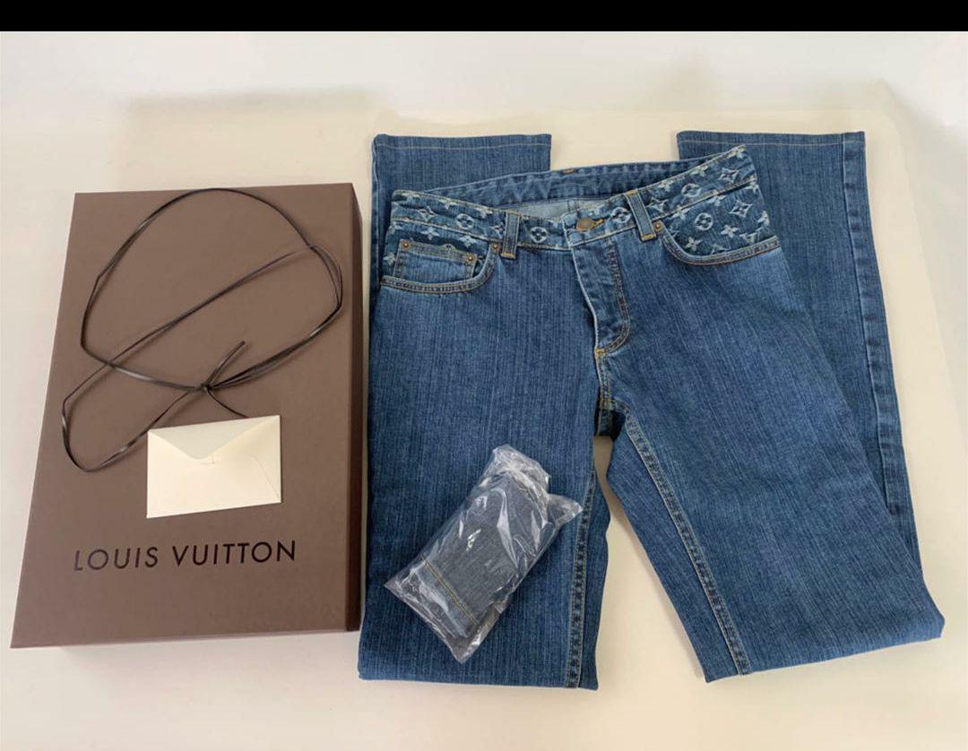 LOUIS VUITTON Monogram Straight Denim Pants Jeans 36 LOUIS VUITTON Monogram Straight Denim Pants Jeans 36