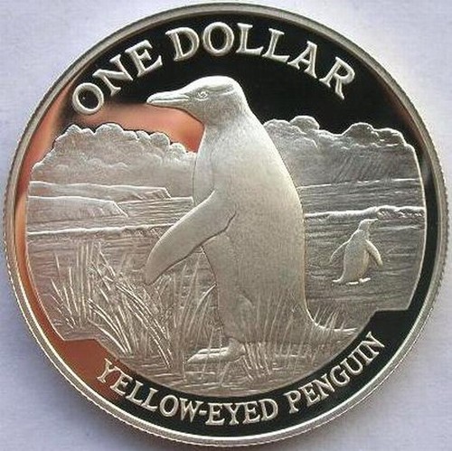 New Zealand 1988 Yellow-Eyed Penguin Dollar Silver Coin,Proof | eBay