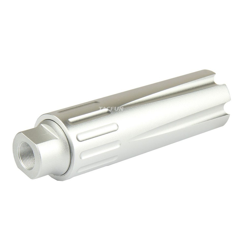 SILVER 4.5" Long Linear Compensator Muzzle Brake .22LR/.223/556/308 ...