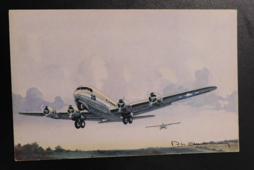 Mint France PPC Picture Postcard Plane in Flight Skymaster Douglas C54 ...