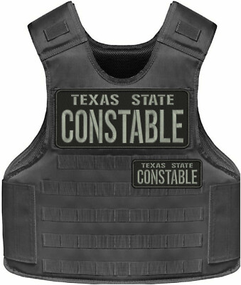 Texas State Constable EMB Patch 10x4 & 5x2 Velcr@ On Back Gray On Black ...