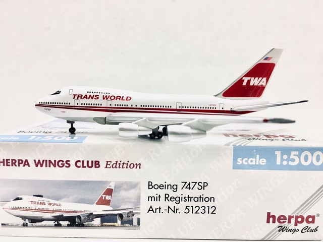 Herpa Wings Club Trans World TWA Boeing 747sp 1 500 N57202 512312 for ...