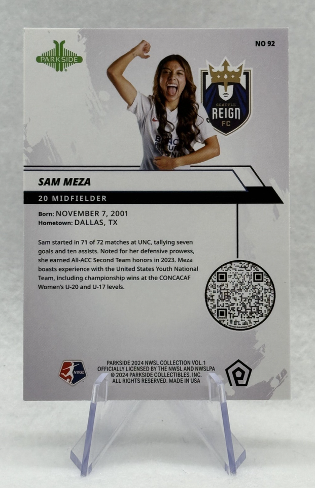 Sam Meza 2024 Parkside NWSL Collection Vol. 1 #92 RC Seattle Reign FC ...