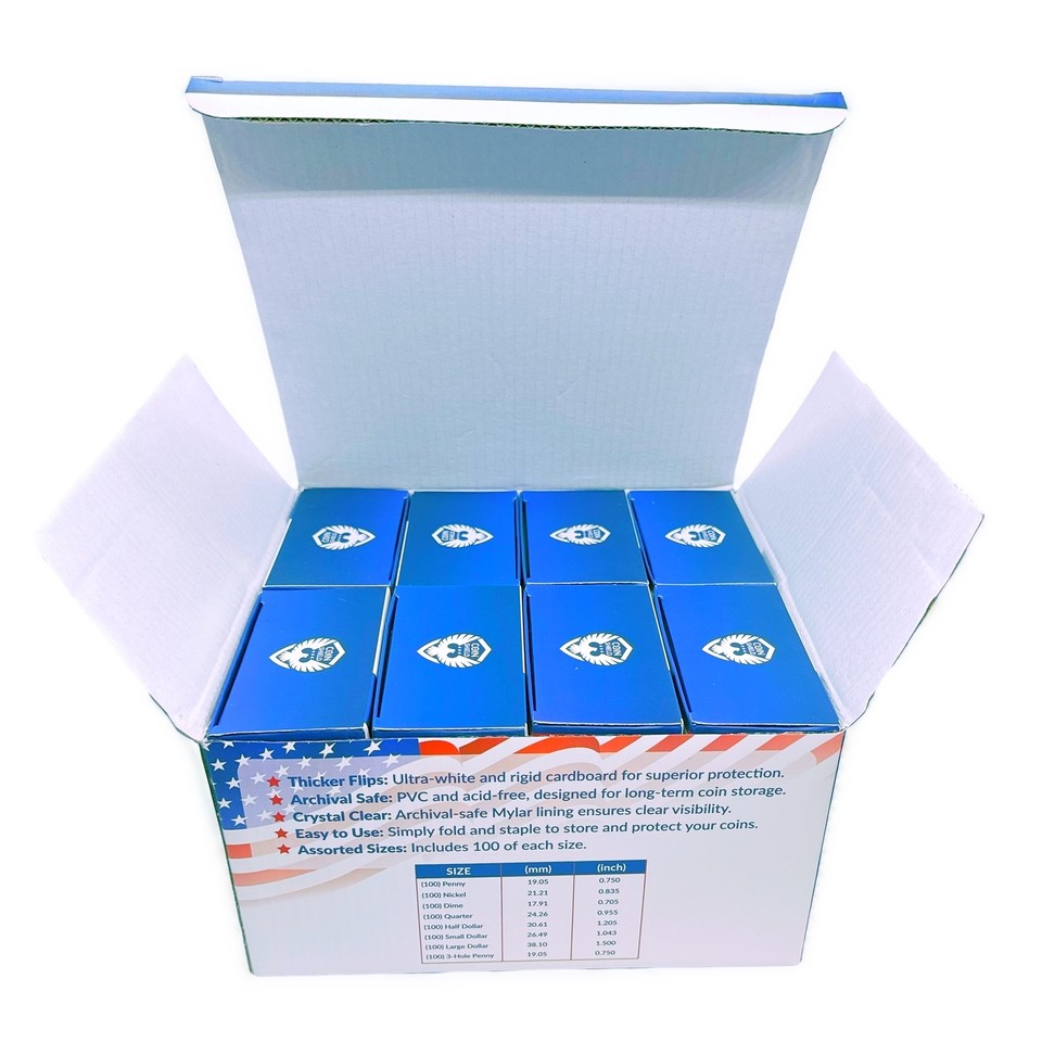 800 Coin Shield 2x2 Coin Flips – Mixed Sizes – Premium Archival Safe ...