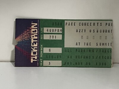 1986 Ozzy Osbourne with Metallica W/Cliff Burton Ticket Stub Houston TX ...