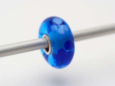 Authentic Trollbeads OOAK Universal Unique Blue Flowers Glass Bead ...