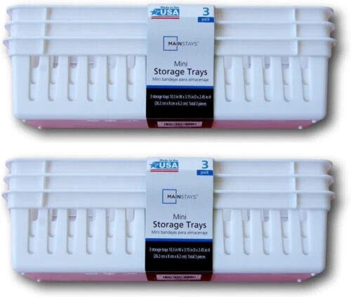 MAINSTAYS Slim Plastic Storage Trays Baskets in White- Set of 6 | eBay