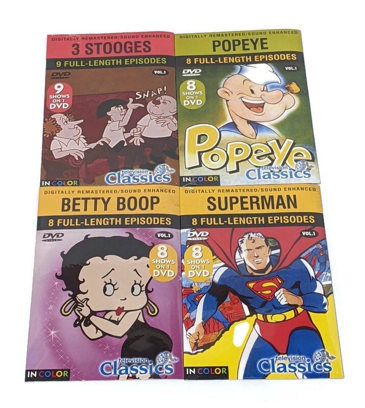 Classic Cartoons ( Lot of 4 DVDs) - Popeye/Betty Boop/Superman/Stooges ...