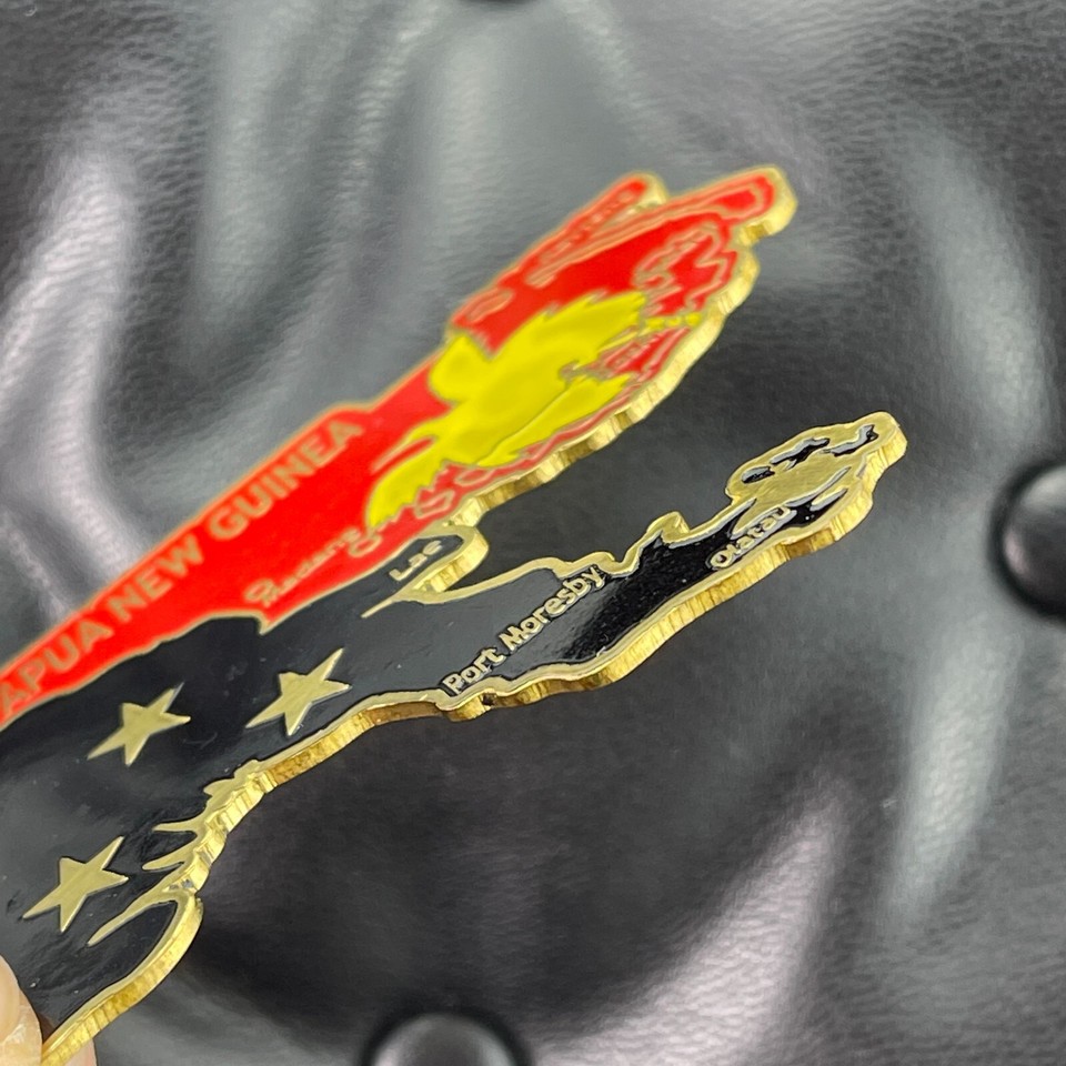 PAPUA NEW GUINEA🇵🇦METAL FRIDGE MAGNET COUNTRY MAP AND NATIONAL FLAG ...