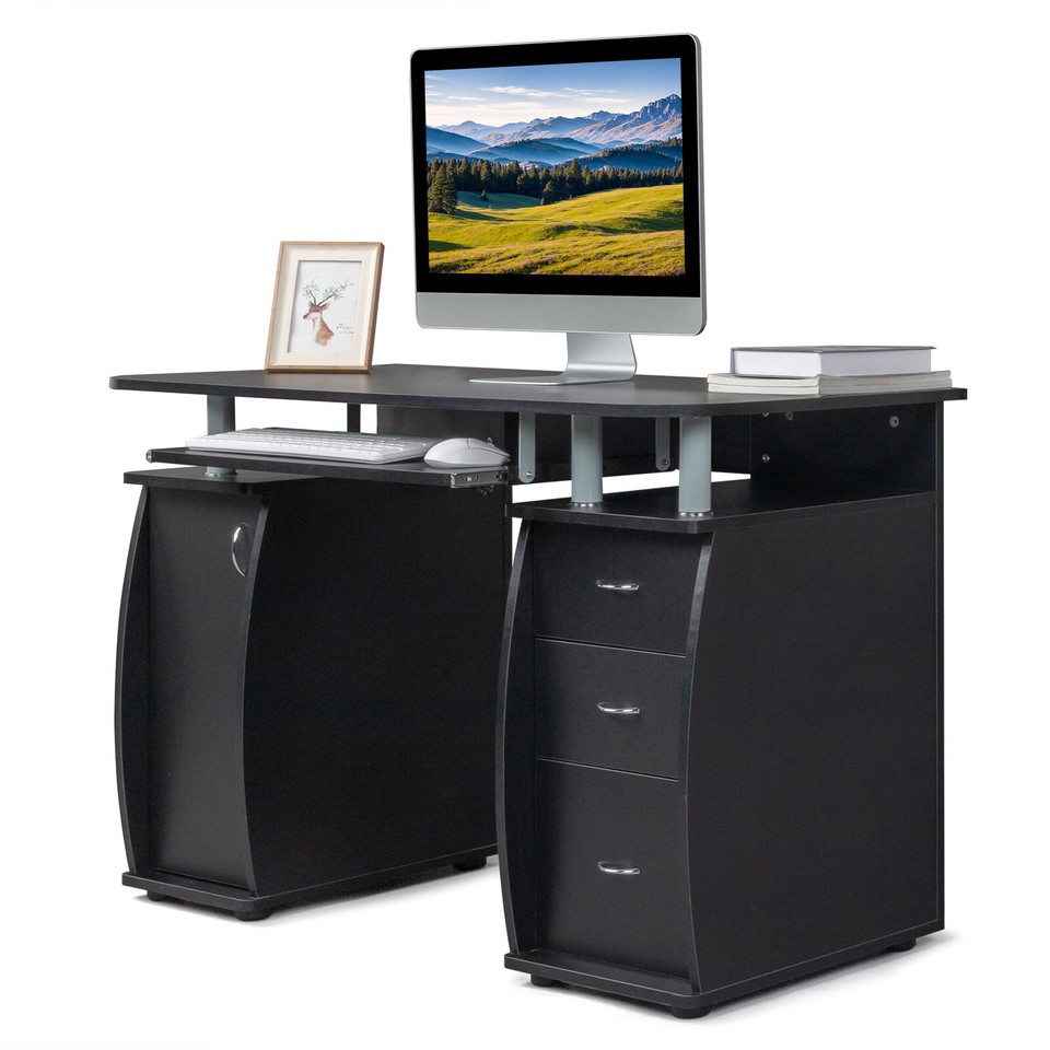 Computer Desk PC Laptop Writing Table Workstation with 3 Drawer ...